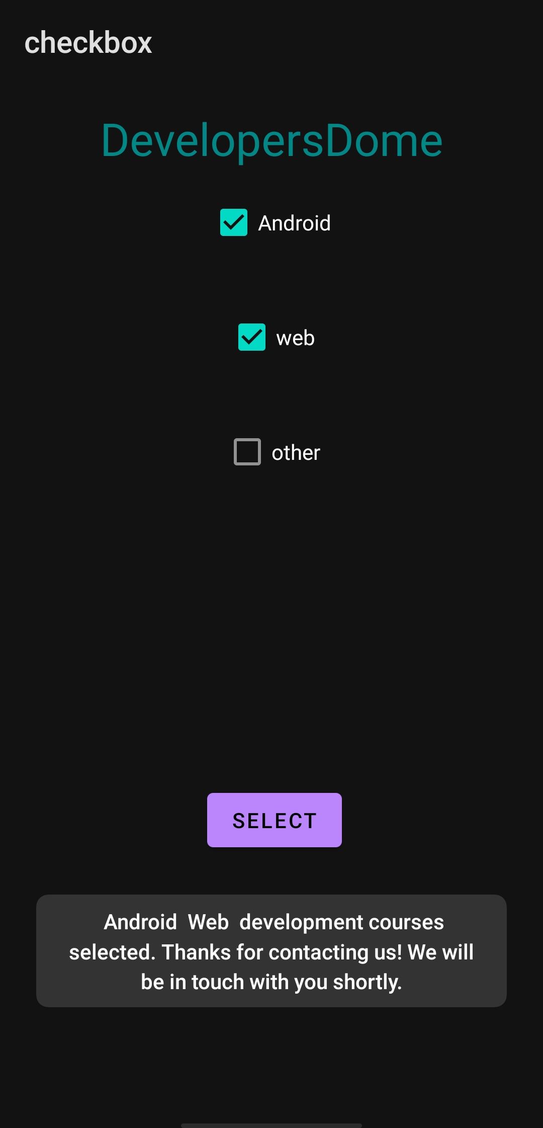 Using Android CheckBox multiple selections - Developers Dome